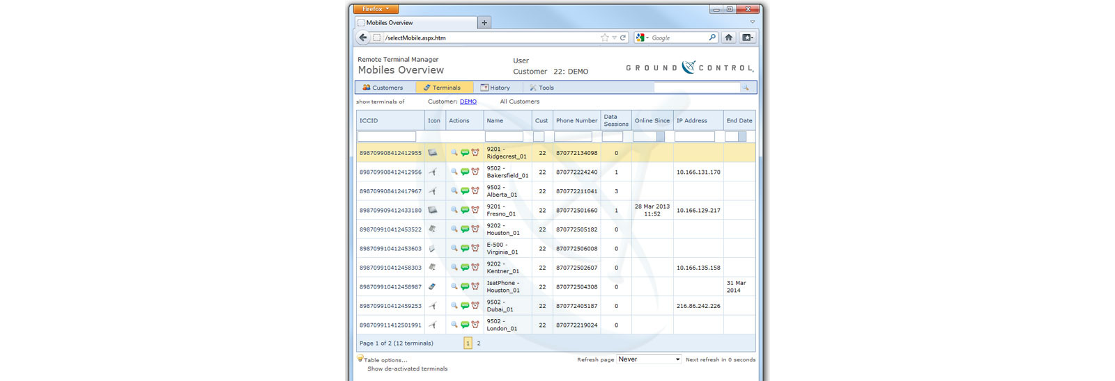 BGAN Remote Terminal Management Portal - Ground Control BGAN Remote Terminal Management Portal - Ground Control